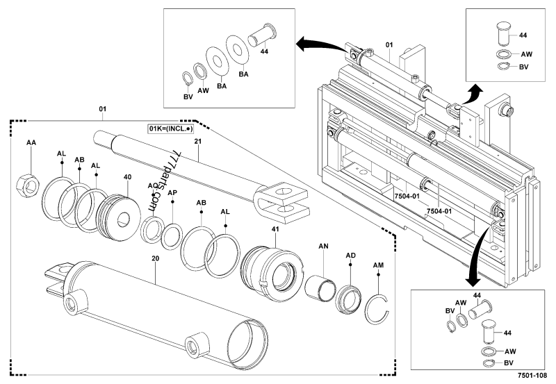SIDE SHIFT CYLINDER (1511- )E61A351 - Forklift Trucks (Electric) Toyota ...