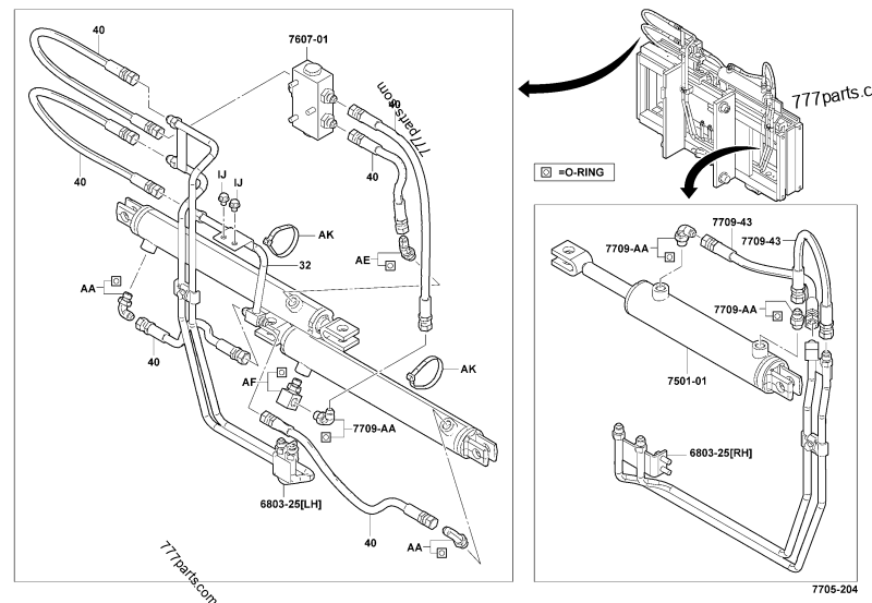 FORK SHIFTER PIPING (1712- )E61A351..15,16,18,30 - Forklift Trucks ...