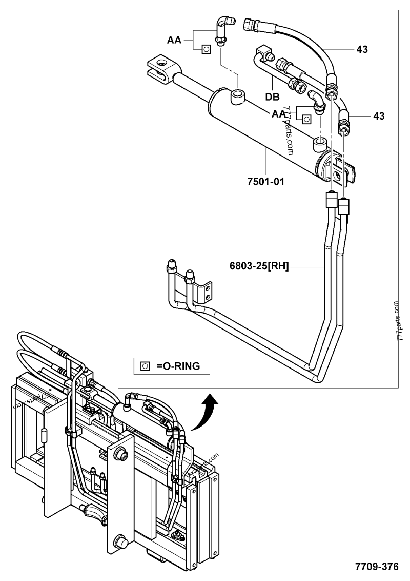 SIDE SHIFT FORK PIPING (1712- )E61A351..20,25 - Forklift Trucks ...
