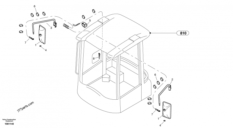 Rear-view mirror, to be heated - Compact Wheel Loaders, Backhoe Loaders ...