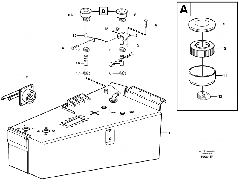 Hydraulic oil tank, with fitting parts - Articulated Haulers Volvo A35D ...