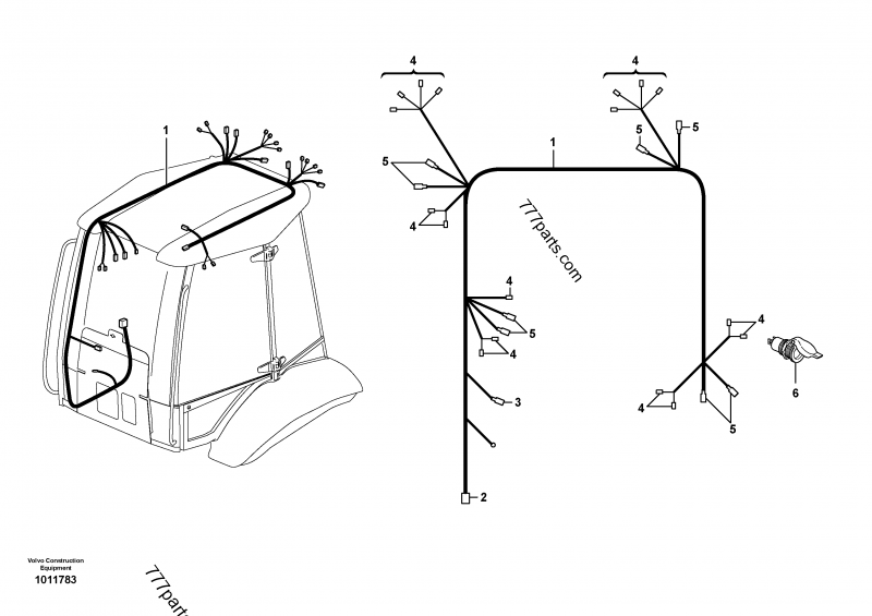 Cable Harness cab int. roof - Compact Wheel Loaders, Backhoe Loaders ...
