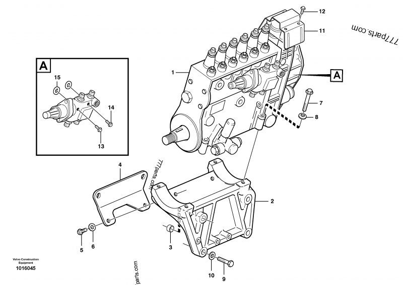 Fuel injection pump with fitting parts - Articulated Haulers Volvo A30D ...