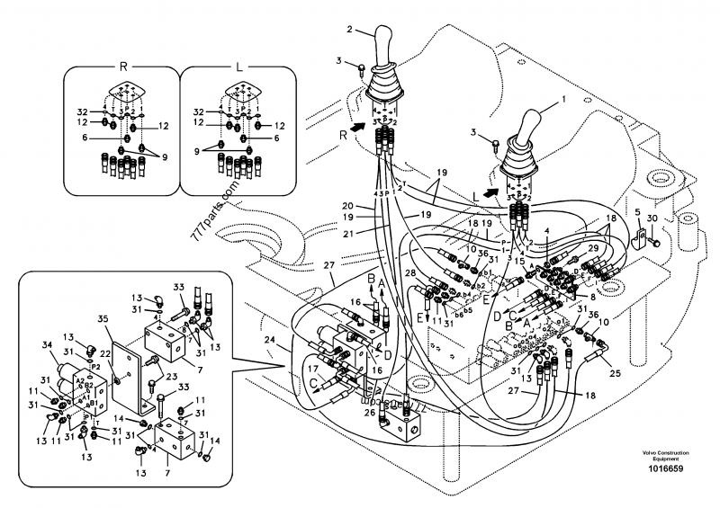 Servo system, control valve to remote control valve - Excavators Volvo ...