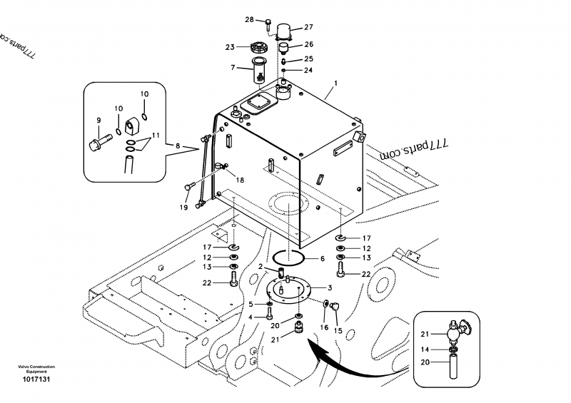 Fuel tank with fitting parts - Excavators Volvo EC210B | 777parts.com