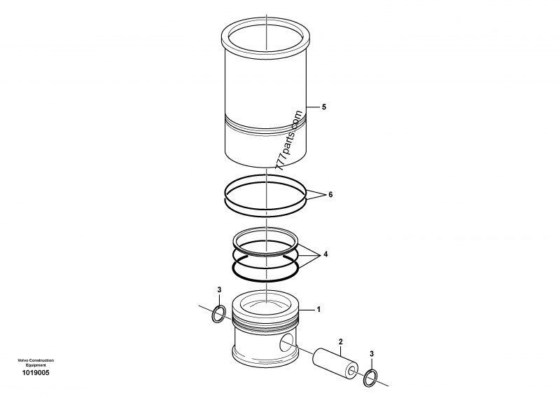 Cylinder liner and piston - Wheel Loaders Volvo L120E | 777parts.com