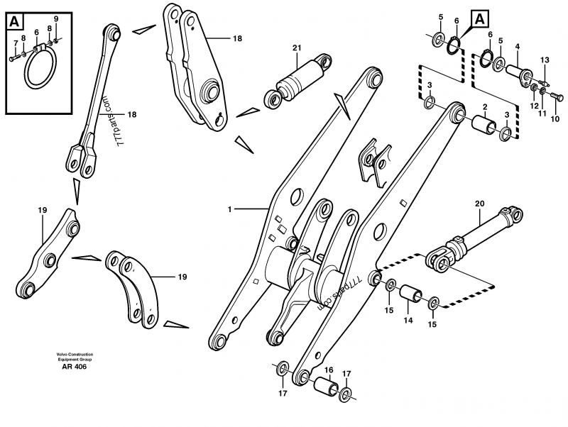 Lifting frame work with assembly parts - Wheel Loaders Volvo L50C ...