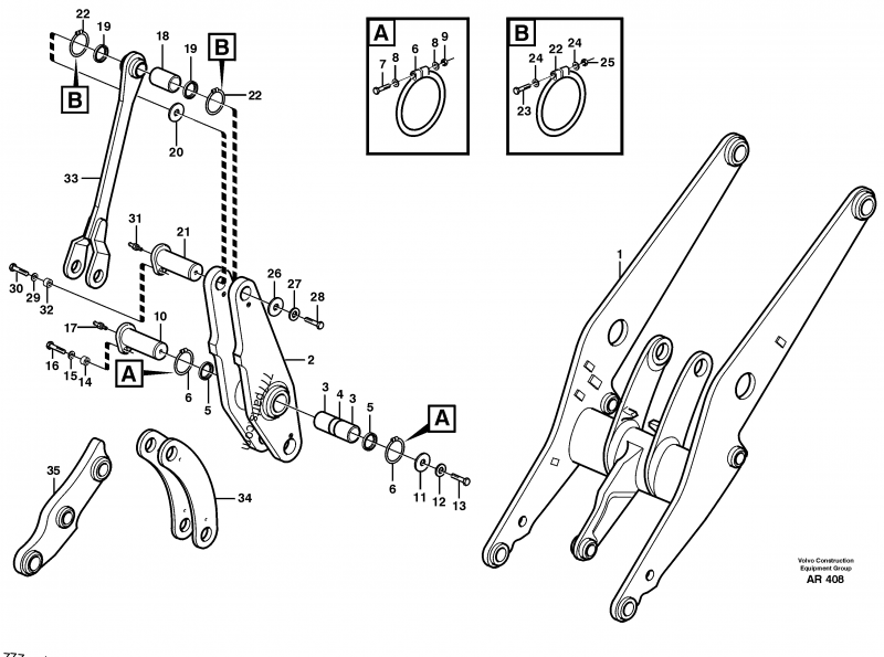 Rear links with assembly parts - Wheel Loaders Volvo L50C | 777parts.com