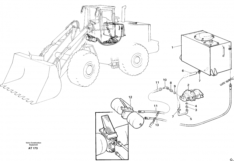 Brake hoses, Tank - pump - footbrake valve - Wheel Loaders Volvo L90C ...