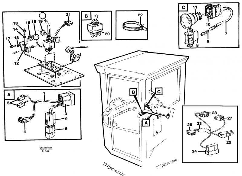 Cable harness: Adjustableflow from hydraulic function 3. - Wheel ...
