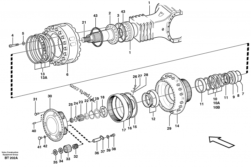 Hub reduction, motorunit - Articulated Haulers Volvo A40D | 777parts.com