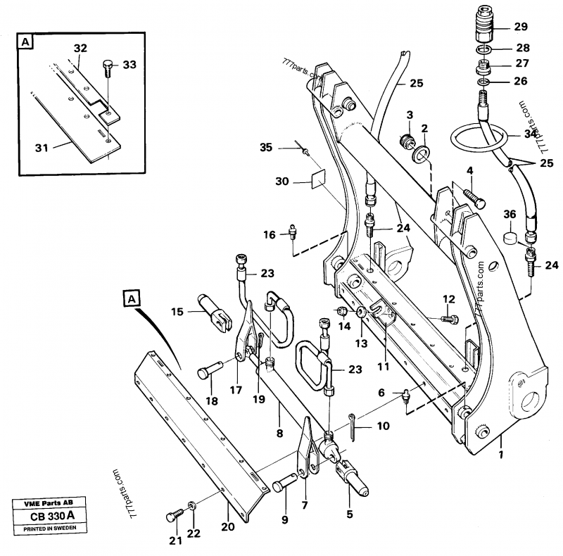 Hydraulic attachment bracket - Old products Volvo BM Volvo EL70 ...