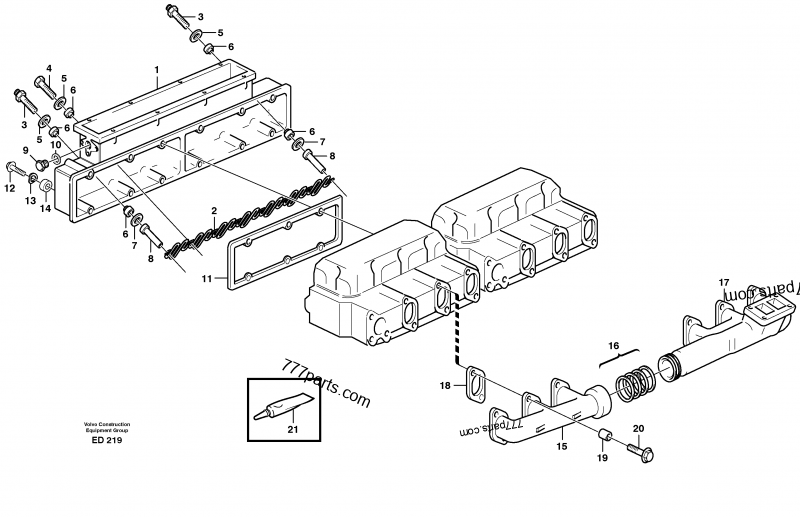 Inlet manifold and exhaust manifold - Wheel Loaders Volvo L90D ...