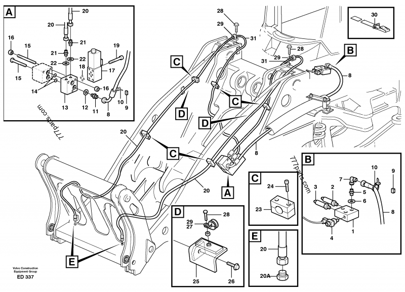 Hydraulic system for attachment bracket. - Wheel Loaders Volvo L90D ...