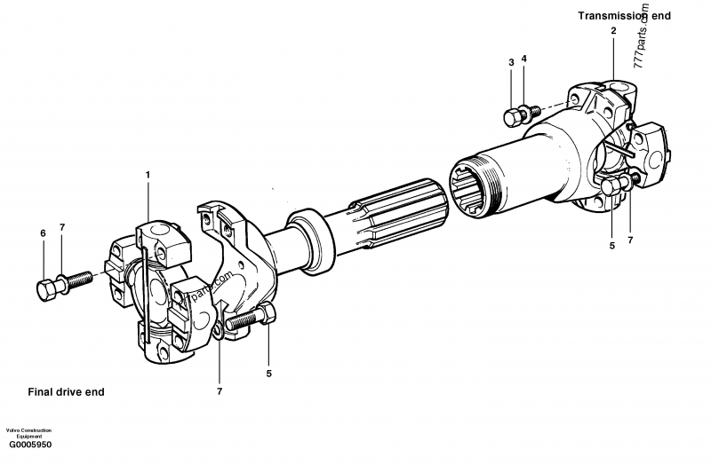 Lower drive shaft - Motor Graders Volvo G700 | 777parts.com