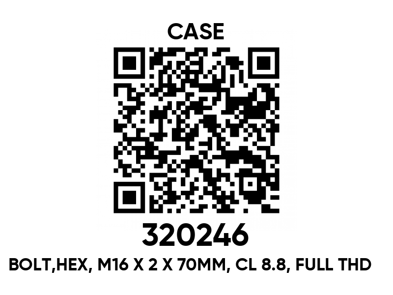 320246 BOLT,Hex, M16 x 2 x 70mm, Cl 8.8, Full Thd - Case spare part ...
