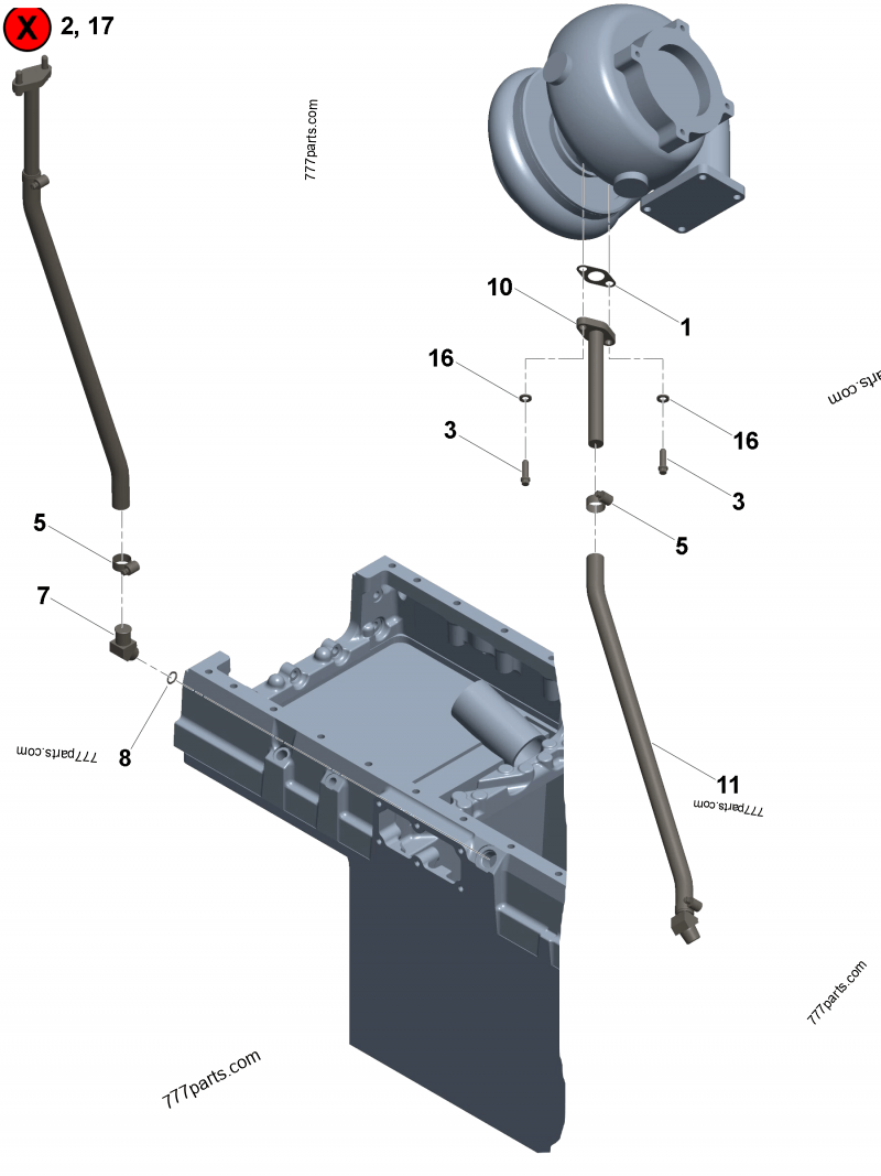 3803069 Exhaust manifold conversion kit - Cummins spare part | 777parts.com