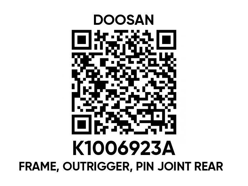 K1006923A FRAME, OUTRIGGER, PIN JOINT REAR - Doosan spare part ...