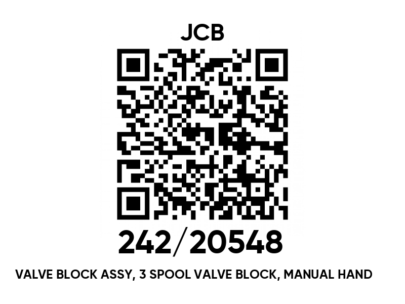 242/20548 VALVE BLOCK ASSY, 3 SPOOL VALVE BLOCK, MANUAL HAND - 24220548 ...