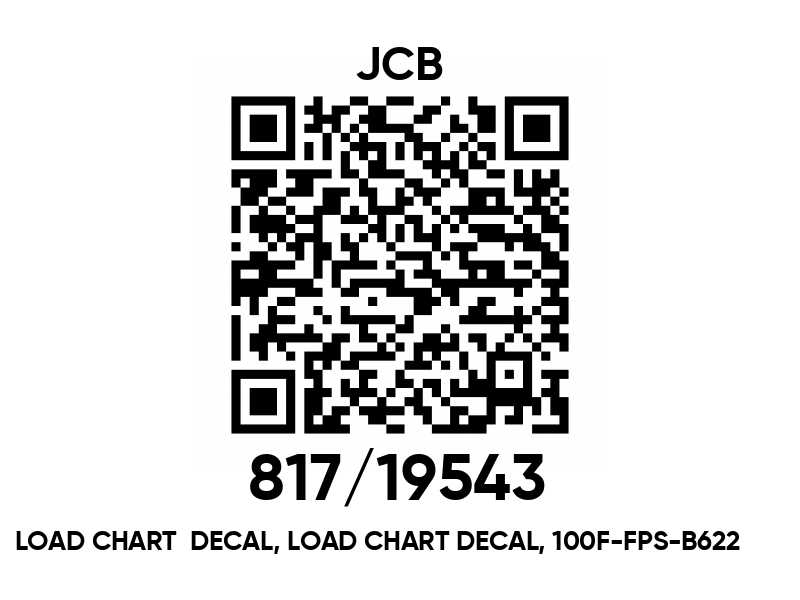817/19543 LOAD CHART DECAL, LOAD CHART DECAL, 100F-FPS-B622 - 81719543 ...