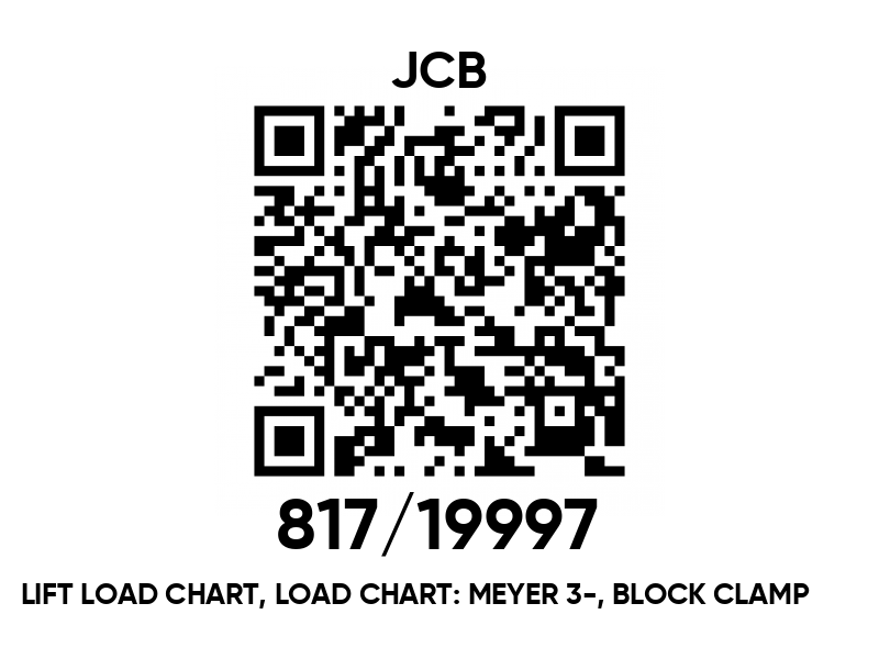 817/19997 LIFT LOAD CHART, LOAD CHART: MEYER 3-, BLOCK CLAMP - 81719997 ...