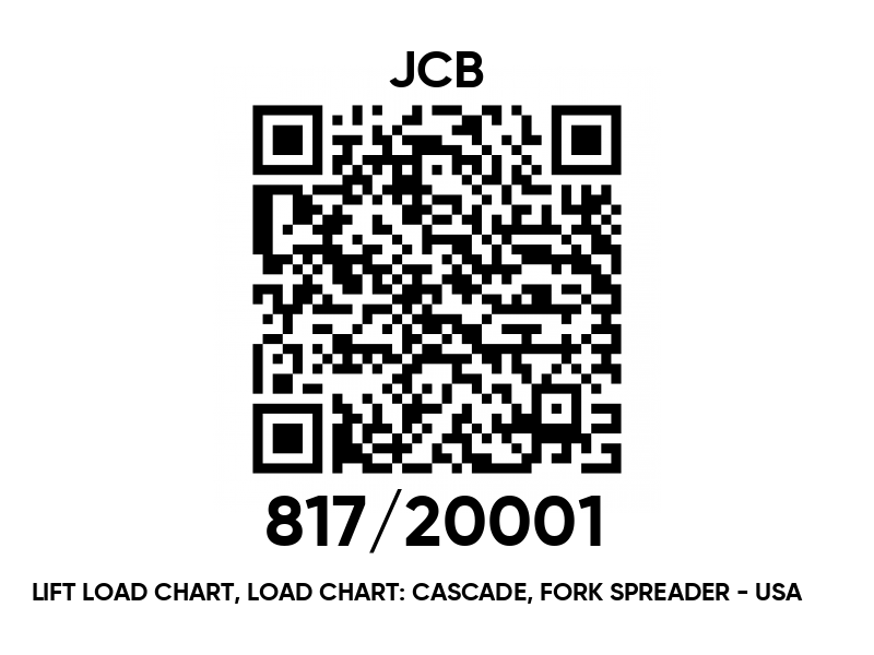 817/20001 LIFT LOAD CHART, LOAD CHART: CASCADE, FORK SPREADER - USA ...