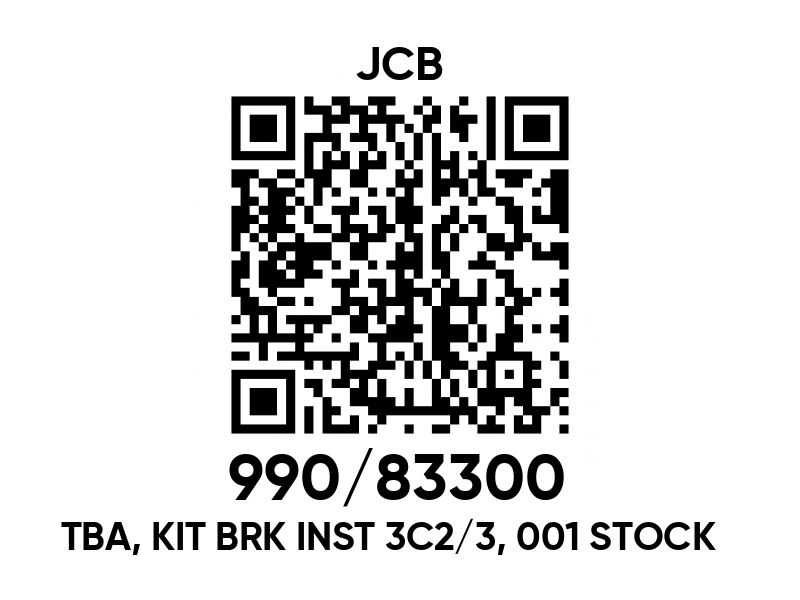 990/83300 TBA, KIT BRK INST 3C2/3, 001 STOCK - 99083300 - JCB spare ...