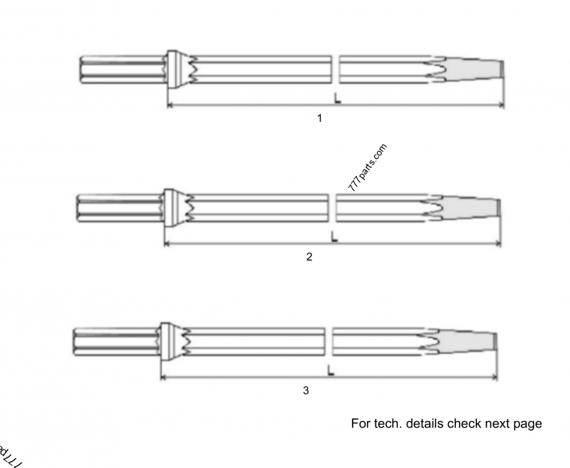 3310101664 Tapared Rods 1525 mm, 11°, H22 x 108mm - Atlas Copco spare ...