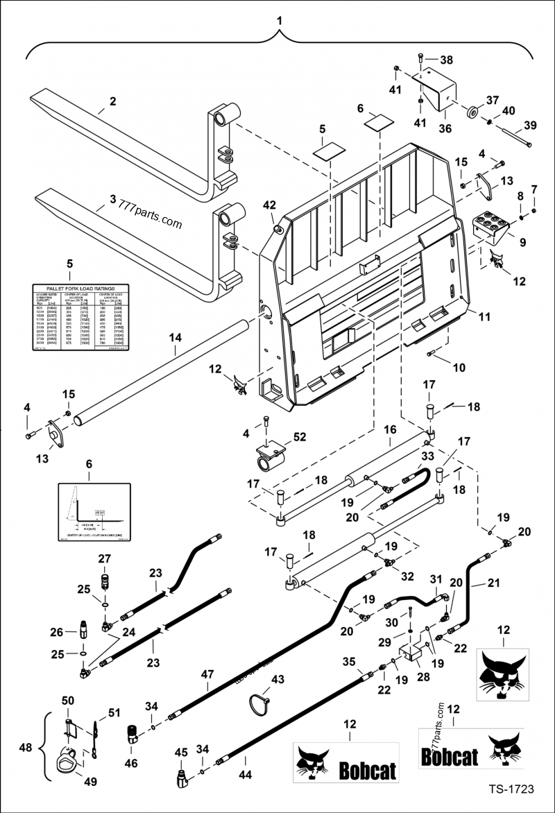 6905425 PALLET FORK, HYD 48" - Bobcat spare part | 777parts.com