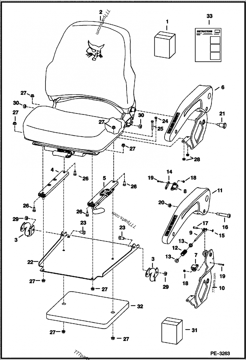 6684441 SEAT SUSPENSION - Bobcat spare part | 777parts.com