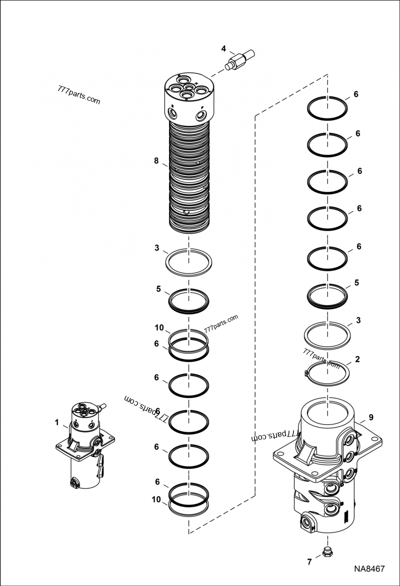 7152908 SWIVEL, HYD ASSY - Bobcat spare part | 777parts.com