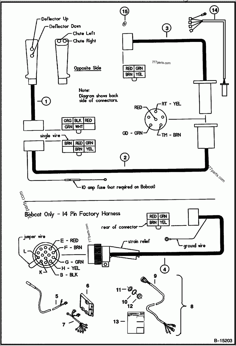 Esquema de fiação do conector de 14 pinos Cat