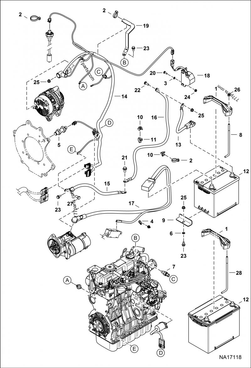 7269859 BATTERY WET 625 CCA - Bobcat spare part | 777parts.com