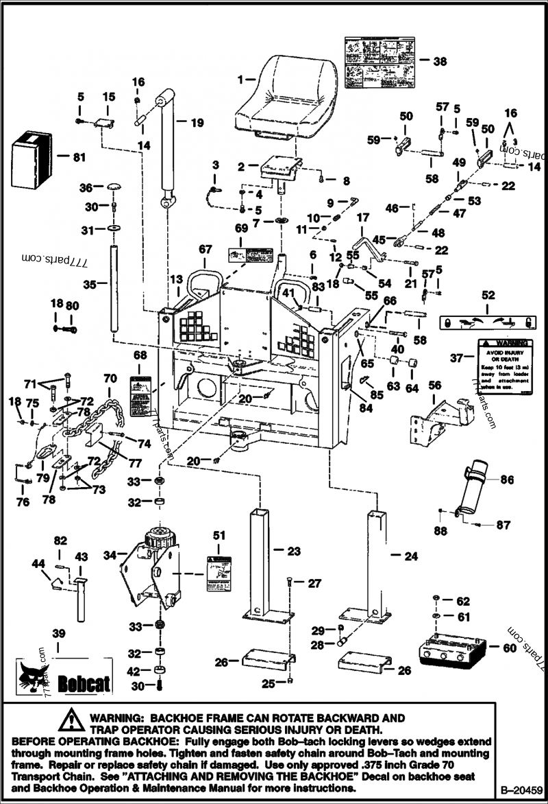 6712763 FRAME, BACKHOE 709 - Bobcat spare part | 777parts.com