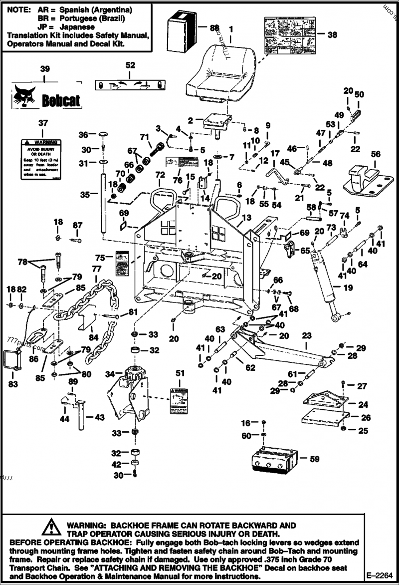 6712763 FRAME, BACKHOE 709 - Bobcat spare part | 777parts.com