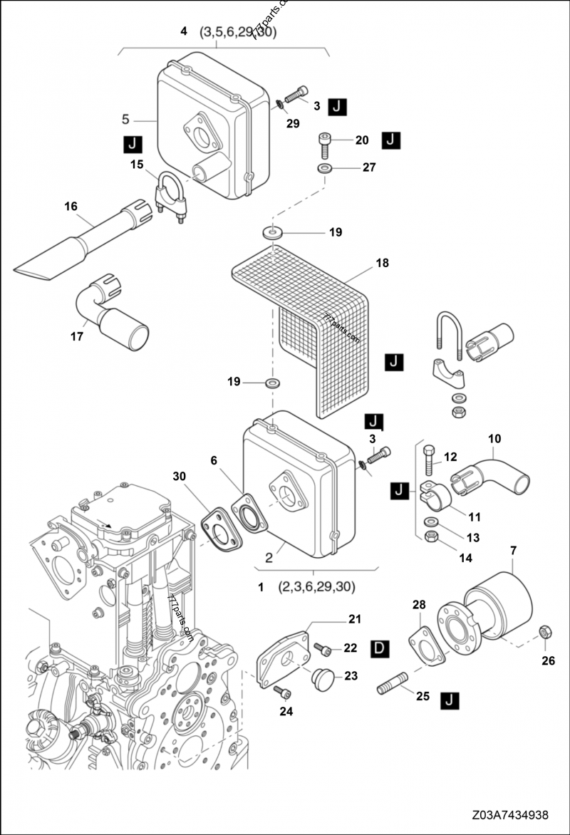 EXHAUST SILENCER S DOC - Bobcat spare part | 777parts.com