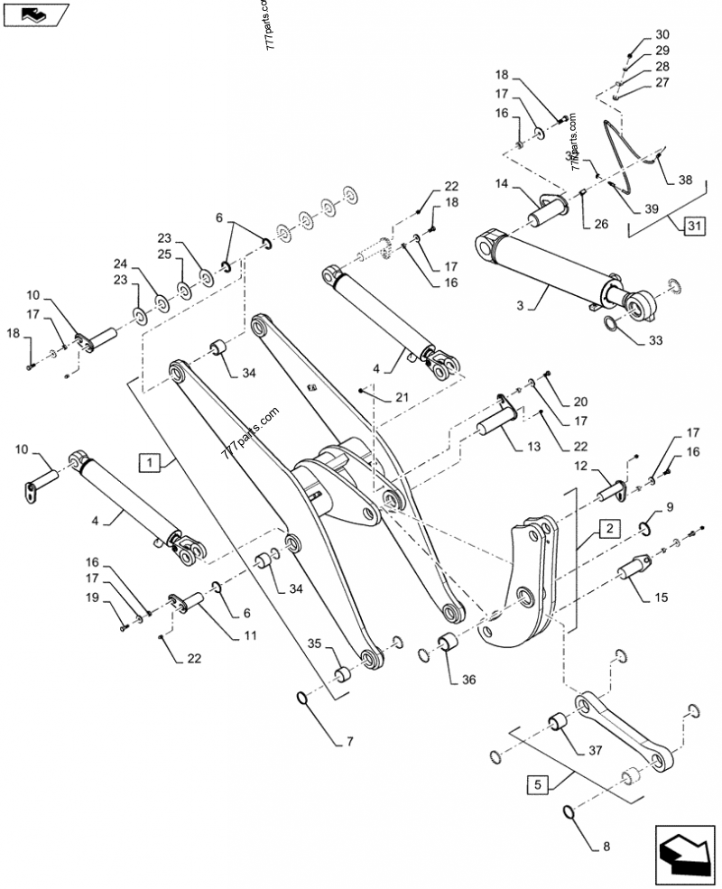 87366689 CYLINDER ASSY.,Double Acting, 76.2mm Rod, 619.7mm Stroke ...