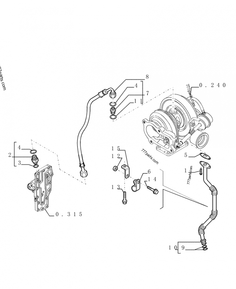 2852195 HYDRAULIC HOSE,6.4mm ID x 461mm L - Case spare part | 777parts.com
