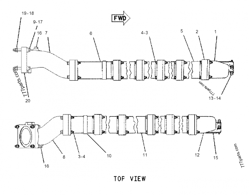 1240216 ELBOW-EXHAUST - Caterpillar spare part | 777parts.com