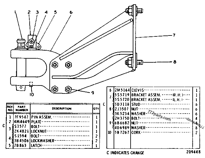2M5164 CLEVIS-DRAWBAR - Caterpillar spare part | 777parts.com