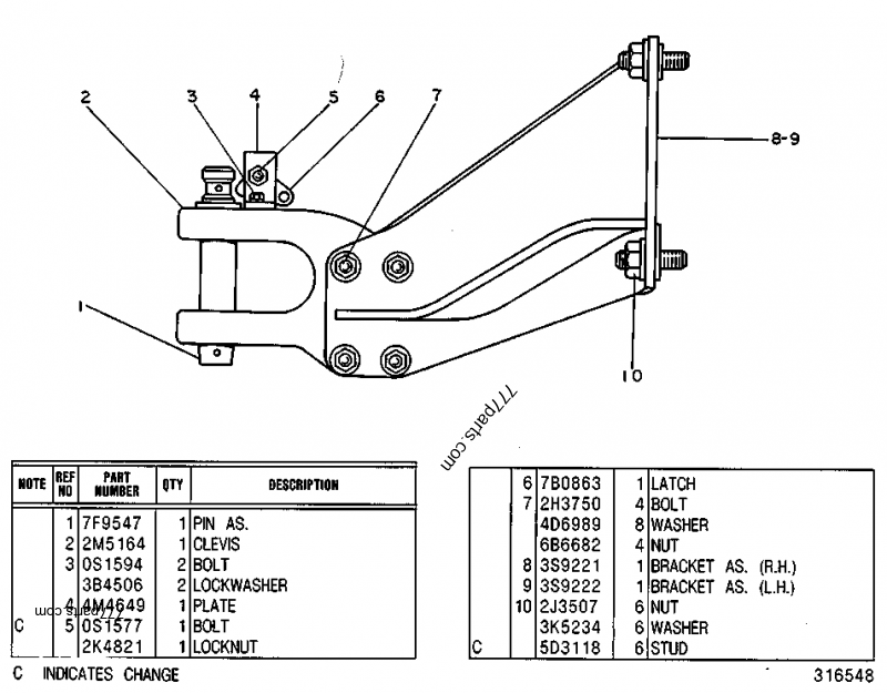 2M5164 CLEVIS-DRAWBAR - Caterpillar spare part | 777parts.com