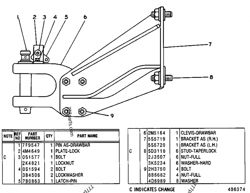 2M5164 CLEVIS-DRAWBAR - Caterpillar spare part | 777parts.com