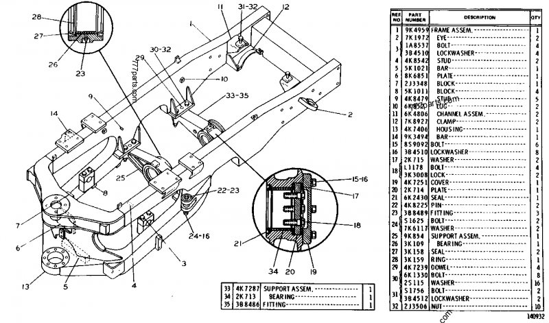 4K8225 PIN-CYLINDER - Caterpillar spare part | 777parts.com