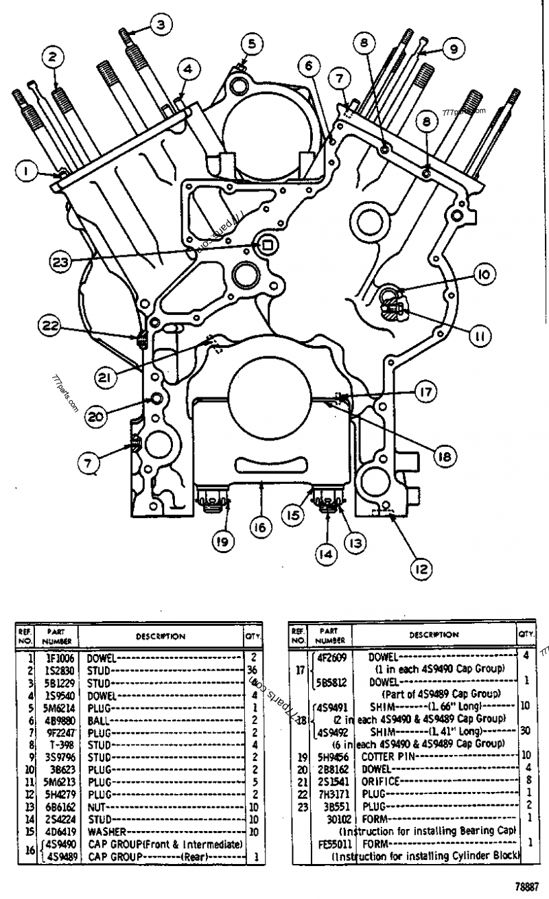 4S9666 CYLINDER BLOCK ASSEMBLY - Caterpillar spare part | 777parts.com