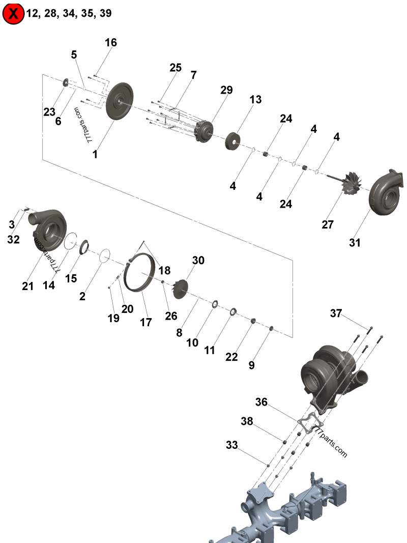 3331924 Turbocharger gasket - Cummins spare part | 777parts.com