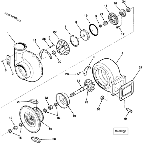 3503305 Turbocharger compressor impeller - Cummins spare part ...