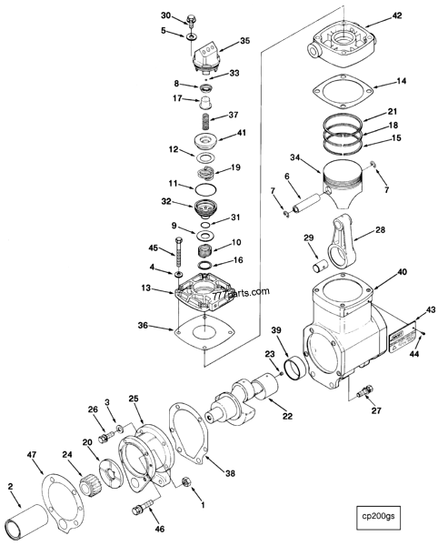 3558013 1 cylinder air compressor - Cummins spare part | 777parts.com
