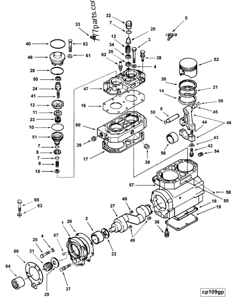 3558027 2 cylinder air compressor - Cummins spare part | 777parts.com