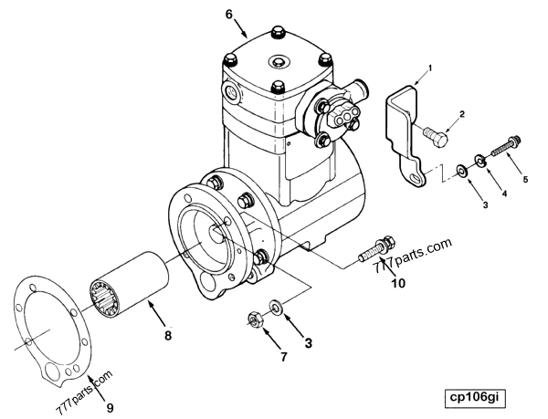 3558131 1 cylinder air compressor - Cummins spare part | 777parts.com