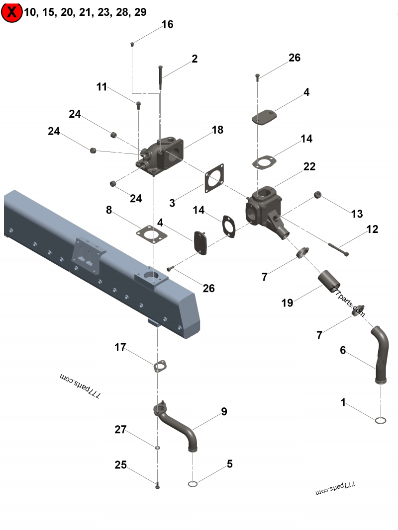 213485 Water bypass tube - Cummins spare part | 777parts.com